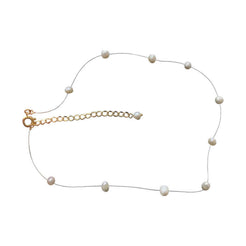 Floating Freshwater Pearl Chain Necklace - Red Retro Jewelry